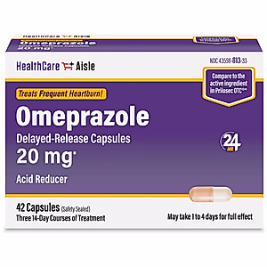 HealthCareAisle Omeprazole 20 mg, 42 Delayed-Release Capsules - Acid Reducer, Treats Frequent Heartburn, 42 Count (Pack of 1)