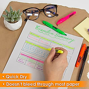 BAZIC Mini Highlighter Pen Assorted Color, Chisel Tip Broad Fine Line Highlighters Unscented (5/Pack), 1-Pack