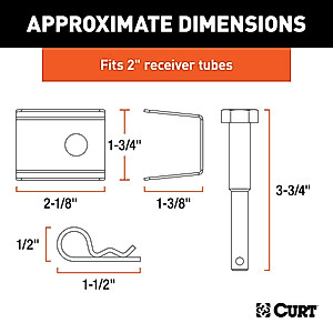 CURT 22321 Anti-Rattle Hitch Pin Shim Device, Fits 2-Inch Receiver, 1/2-In Hole