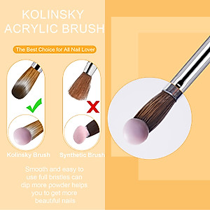 KEMEISI 4PCS Acrylic Nail Brush Set, Size 04/08/10/14 Kolinsky Nail Art Brushes for Acrylic Application, Sturdy Handle Oval Shaped Acrylic Powder Nail Design Tools for Professional Manicure DIY Home