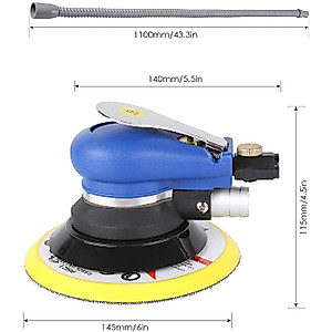 6" Air Random Orbital Sander (Air sander) Pneumatic Sander with Hose and Bag for Car 6 Inches, Polishing Grinding Sanding for Car, Metal,Wood Wax, Metal Work.