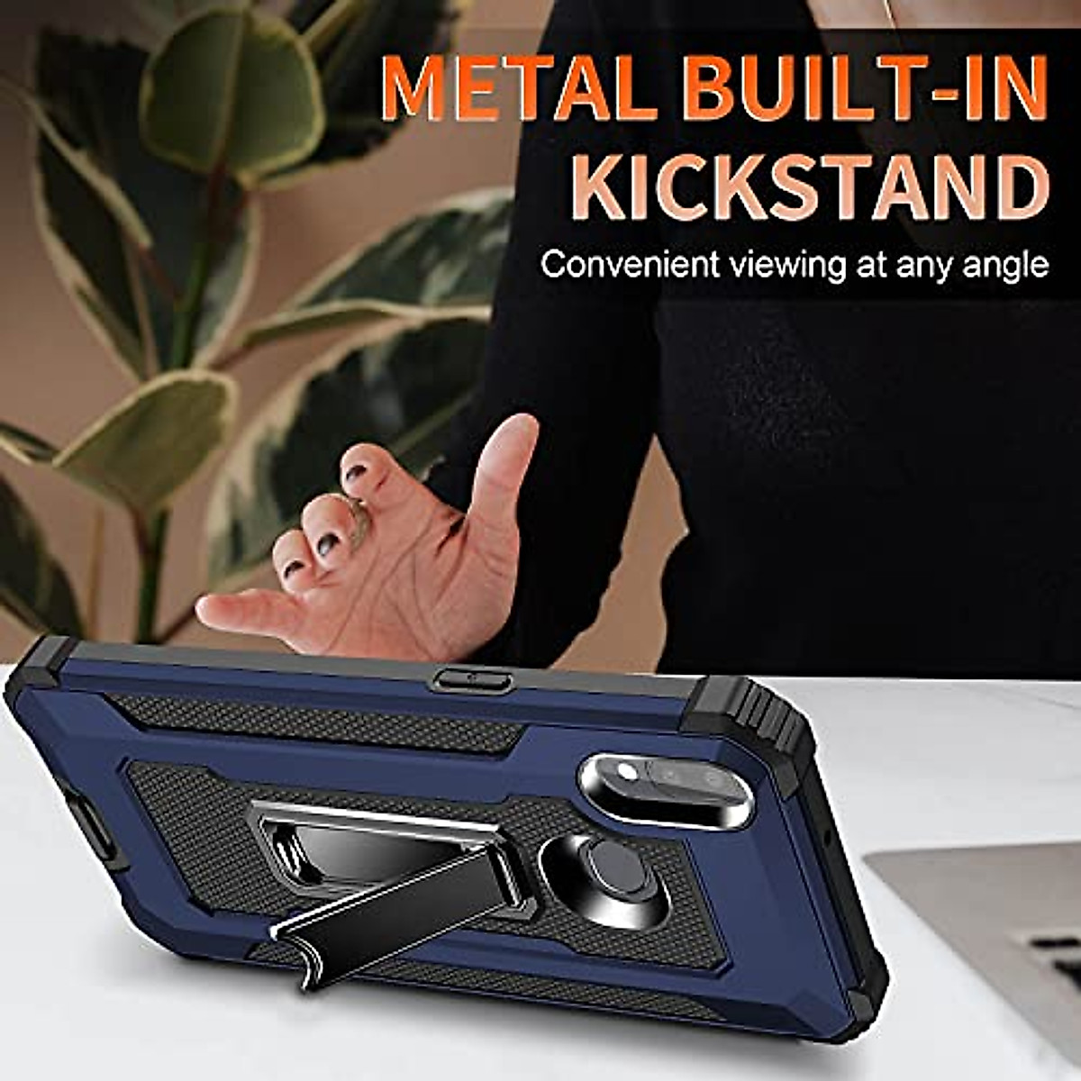 Case for Galaxy A10S, PC TPU Shockproof Cover with Stand for Samsung Galaxy A10S - Blue