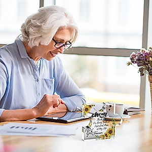 JANARARY Mother Birthday Gifts for Mom from Daughter, Sunflower Acrylic Desk Decoration for Birthday, Thanksgiving, Retirement