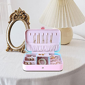 Kendal Travel Jewelry Box, Small Portable Jewelry Organizer Mini Jewelry Case for Women, Earing Organizer, Leather Portable Jewelry Storage Boxes for Rings Earrings Necklaces Bracelets (Gradient)