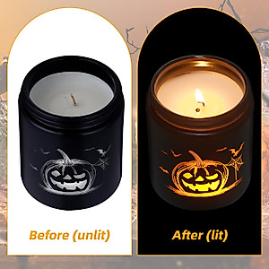 Halloween Lights Candles with LED, Halloween Decorations for Outdoor/Indoor/Party, Fall Candle with Lavender Scent (Over 40 Hours Burn), Gifts for Friends Woman Kid, Accessories & Stuff, 100% Soy Wax