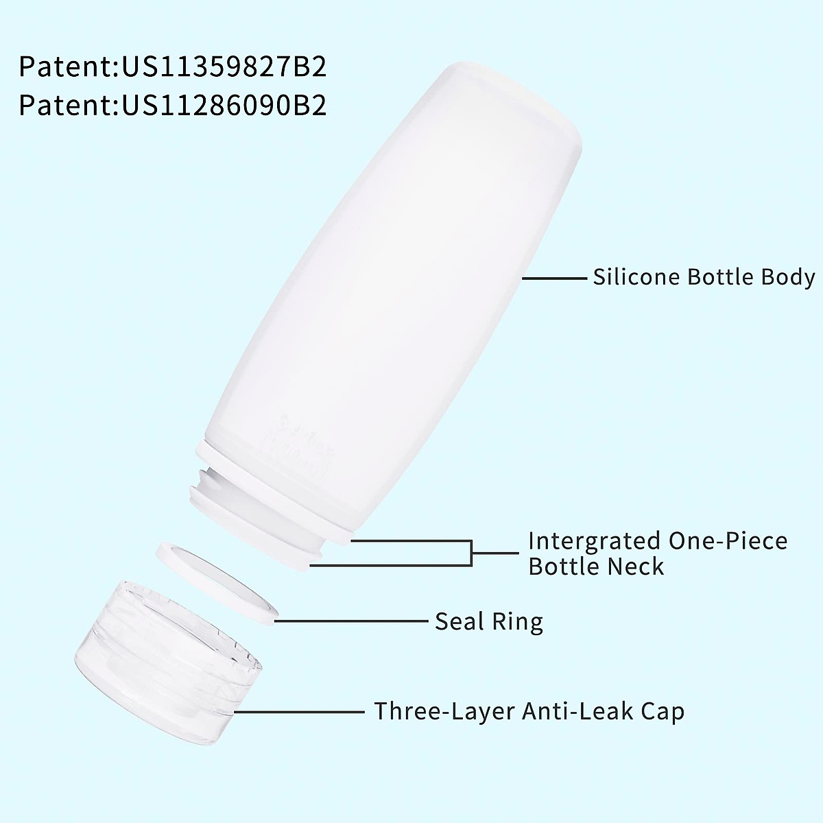 Silicone Travel Bottles for Toiletries TSA Approved Travel Size Containers Set 4 Pack Portable Leak Proof Refillable Cosmetic Squeeze Bottles Shampoo Hair Conditioner Body Lotion Bath Shower Gel