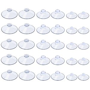 AQUANEAT 30 Packs Suction Cups Without Hooks 0.8/1.2/1.8 Inch Clear Sucker Pads for Glass Home Organization Decoration