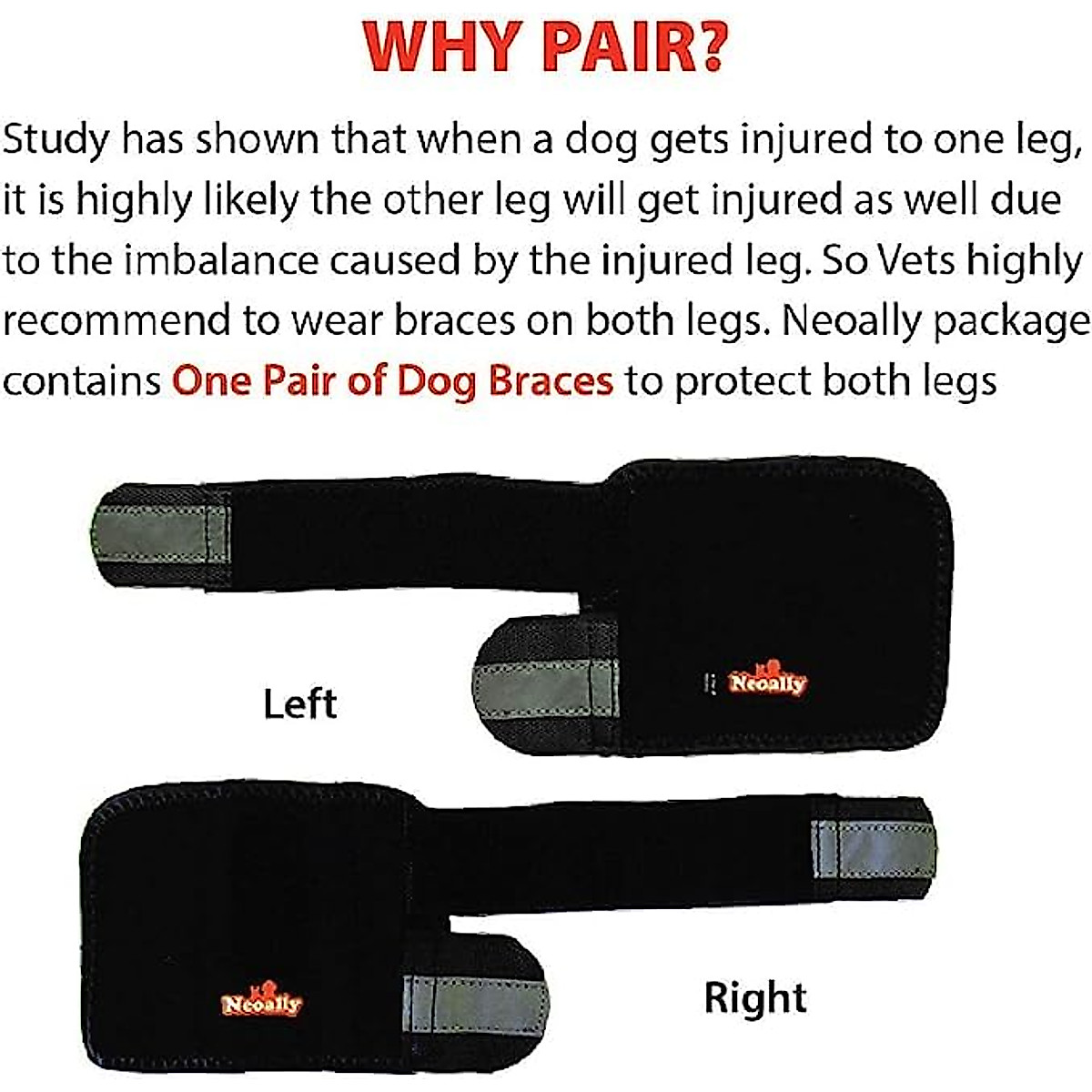 NeoAlly - Front Leg Brace for Dogs and Cats, Dog Leg Brace for Improved Pet Mobility, Dog Leg Sleeve for Carpal Support, Dog Leg Sleeve with Reflective Straps, XXS to XS, Black, 1 Pair