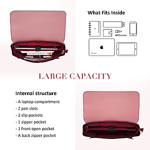 ECOSUSI Laptop Bag for Women Vegan Leather Messenger Bag Fashion Briefcase Backpack 15.6 inch Computer Satchel Bag