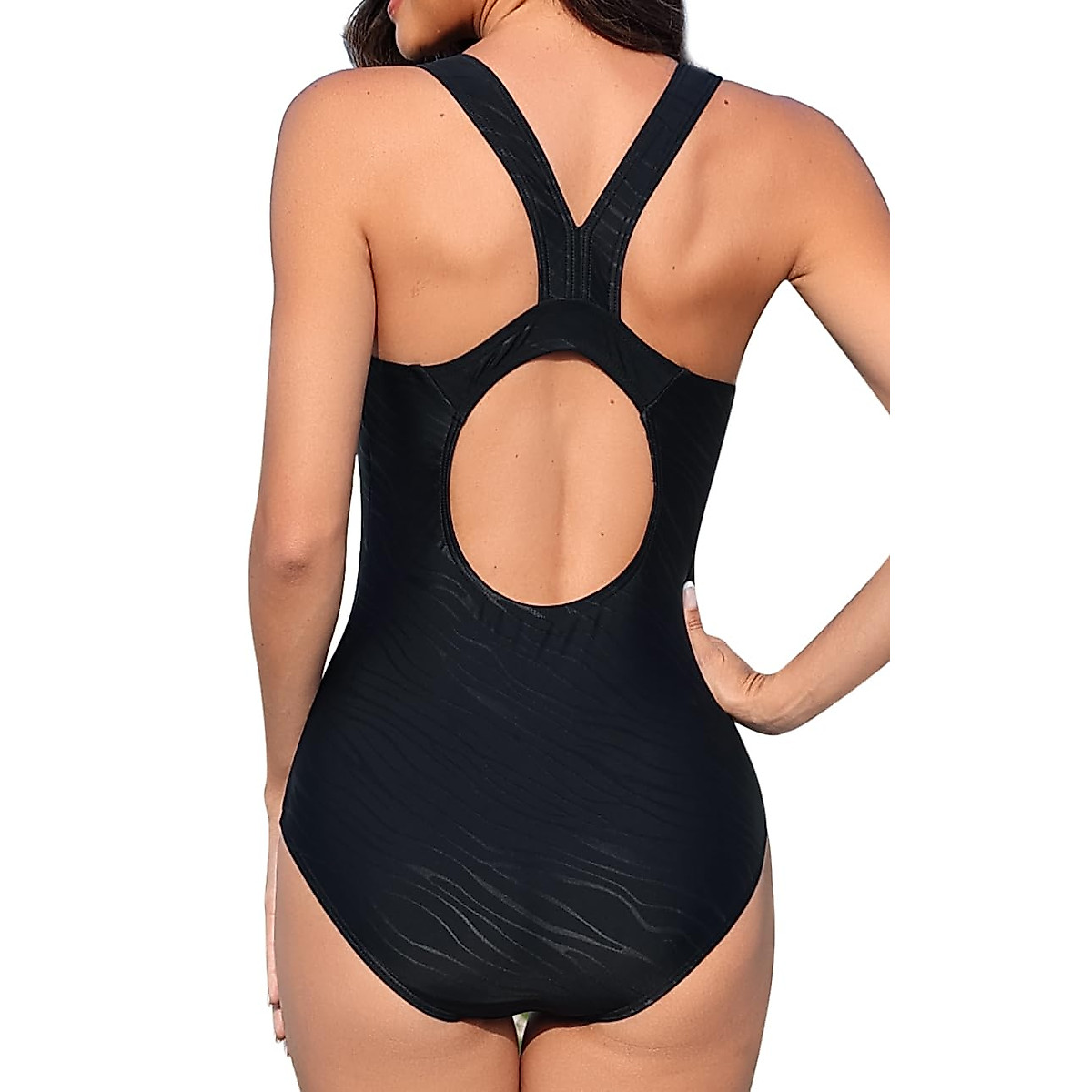beautyin Black One Piece Swimsuits for Women Pro Training Racerback Slimming Bathing Suit