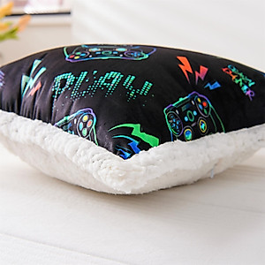 A Nice Night Kids Back Resting Pillow for Reading and Watching TV Bed Rest Pillow to Lounge with Comfortable Back Support Great for The Bed or Couch,Gaming Printed,Matching Cushion Cover