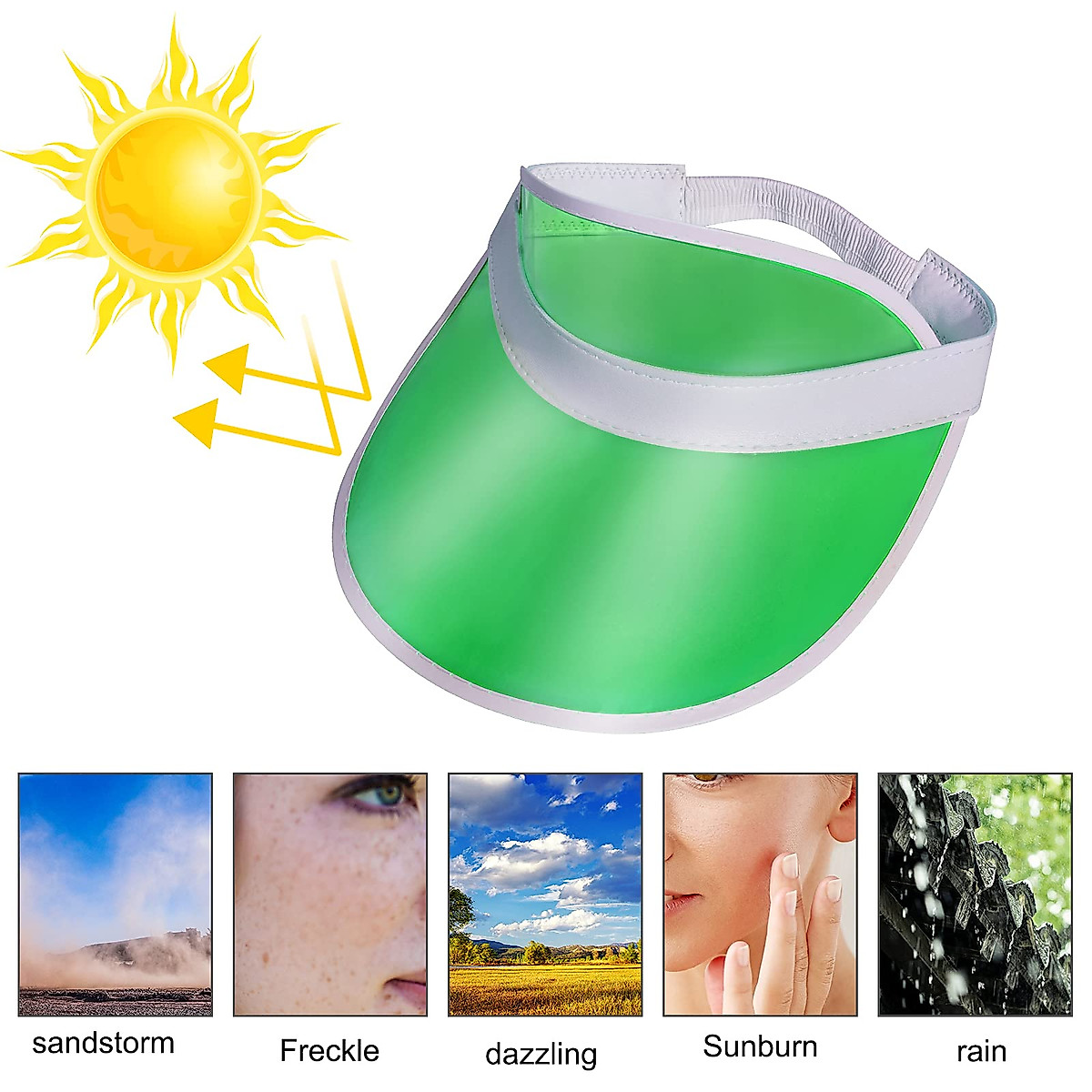 Jmkcoz 6 Pack Sun Visor Hats UV Protection Caps Plastic Clear Sunhat for Women Men Beach Tennis Golf Outdoor Sports Activity