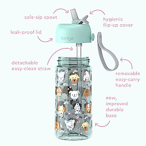 Bentgo Kids Prints Lunch Box Kids Water Bottle - New & Improved 2023 (Puppy Love)