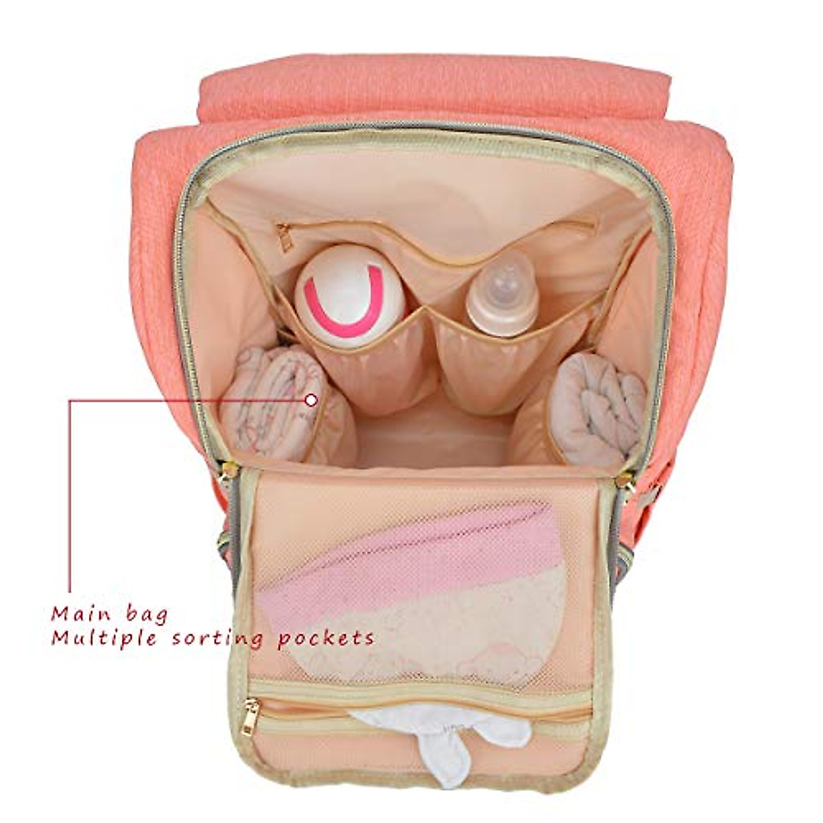 Qimiaobaby Diaper Bag Backpack, Multifunctional Large-Capacity Diaper Storage Bag (Pink)