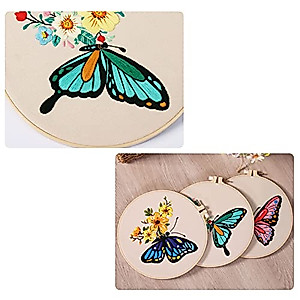 KAMEUN Embroidery Kits for Adults Beginners, 3 Sets Embroidery Starter Kits Embroidery Cross Stitch Practice Kits with Stamped Pattern, Embroidery Hoops and Color Threads, Funny Hobby for Adults Kids