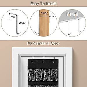 4 Pieces Over The Door Shoe Organizers 24 Clear Pockets Hanging Shoe Organizer Shoe Rack Black Shoe Hanger Organizer with Hooks Shoe Holder for Closet Bedroom Shoe Holder for Shoes Socks Storage