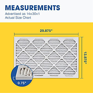 Aerostar 14x30x1 MERV 11 Pleated Air Filter, AC Furnace Air Filter, 4 Pack (Actual Size: 13 7/8" x 29 7/8" x 3/4")