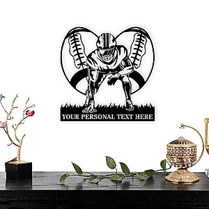 Amabery Personalized Wooden LED Wall Hanging Football Sign Night Light Custom Name Rugby Lamp with 16 Changing Colors,Deal for Kids & Adults for Room Living Room Home Decoration (Football Sign-6)