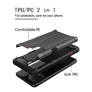DFTCVBN Case for Oppo A94 4G / Reno 5 Lite / F19 Pro/Reno 5F CPH2203 Case with HD Screen Protector, Dual Layer Protective Slim Hybrid Cell Phone Cover Shockproof Case for Oppo a94 4G Black