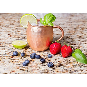 La Belle Vie LLC Moscow Mule Mugs - Set of 2 - - Premium 1/2 Pound Mugs - 100% Solid Copper - Hammered Finish - 16oz LBV Mugs