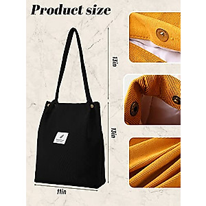 Sweetude 6 Pieces Corduroy Bags for Women Tote Bag with Pockets Corduroy Underarm Bag Women's Shoulder Handbags Big Capacity Shopping Bag