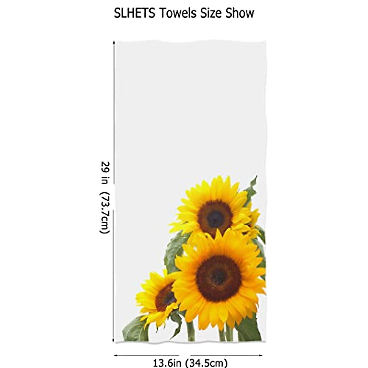 Bright Sunflowers Hand Towels Yellow Flowers Green Leaves Bathroom Hand Towels Soft Kitchen Dish Towels 13.6 X 29' for Household Daily Use | Home Decoration | Carry-On Hotel Gym Spa Sweat Towels