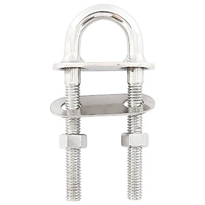 NovelBee 2-Pack 3/8" Stock Stainless Steel Stern Bow Eye U Bolt with Welding Plate,Washer and Hex Nuts (Overall Length:4-1/2")