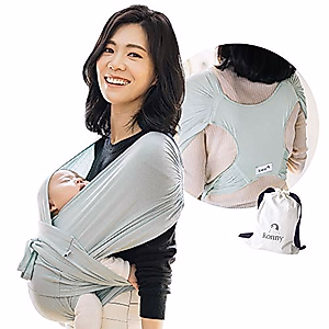 Konny Original Baby Carrier SoftBreeze Luxury Carrier Wrap, Easy to Wear Baby Wrap Carrier, Perfect Essentials Cloths for Newborn Babies up to 44 lbs, (Mint, L)