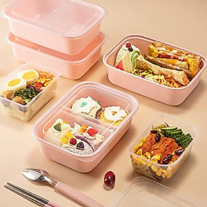 Glotoch Extra-Thick Meal Prep Containers Reusable, 38OZ To Go Containers, Double Use As Divided Lunch Containers For Portion Control-Microwave&Freezer&Dishwasher Safe,BPA-Free,10 Pack,Pink