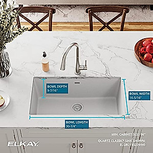 Elkay Quartz Classic ELGRU13322WH0 White Single Bowl Undermount Sink