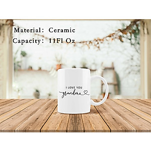 QUICQOD Grandma Gifts - I Love You Grandma White Coffee Mug - Grandma Gifts for Birthday from Grandkid Granddaughter Grandson, Ceramic Mug 11 Oz