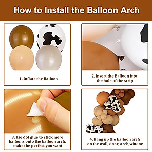 158Pcs Cow Balloons Arch Kit with Brown Cow Print Balloon for CowBoy CowGirl Party Themed Baby Shower Farm Birthday Decorations Rodeo Western Balloon Arch