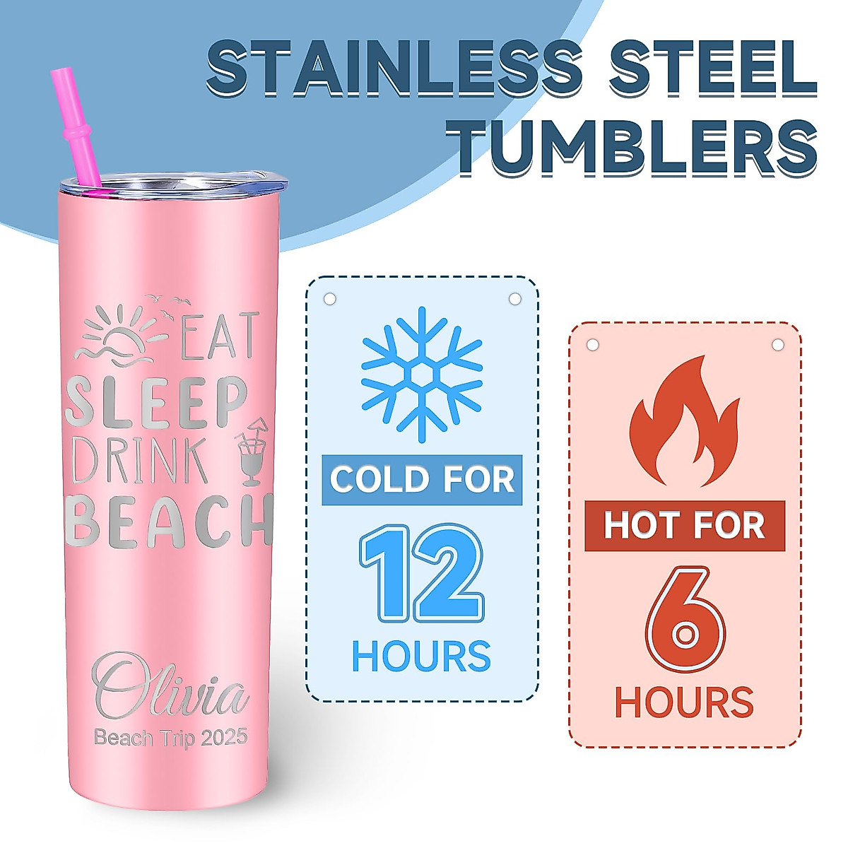 Personalized Girls Trip Tumblers Custom Cruise Cup Tumbler with Names for Best Friends Cute Travel Beach Tumbler Girl Trip Gifts Favors 2025 Bachelorette Trip Gifts Insulated Cups with Lids and Straws
