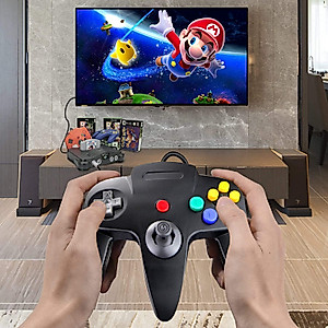 ZeroStory Classic N64 Controller, Wired N64 Controller Joystick with 5.9 Ft N64 AV Cable for N64 Video Game Console (Black and Orange) (Renewed)