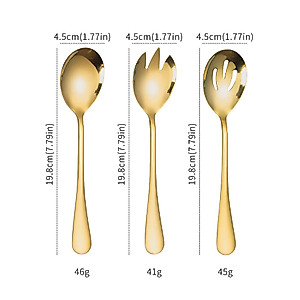 ARFUKA Salad Servers Stainless Steel Salad Serving Set Salad Spoon and Fork Set Kitchen Cooking Utensil Cutlery Gifts Gold, Set of 6