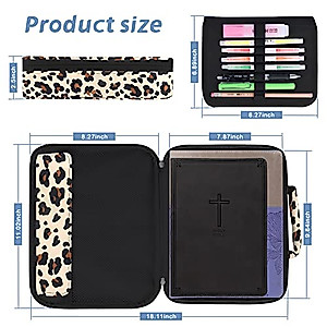 Bible Cover for Women - Bible Case for Men Multi-Functional Stationery Organizer - Large Pencil Case Organizers - Bible Study Supplies for School, Office, Travel - 11"x8"x2.5" -Beige Base