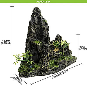 Saim Aquarium Mountain View Stone Ornament,Large Aquarium Ornament Tree Rock Cave Landscape Fish Tank Decoration