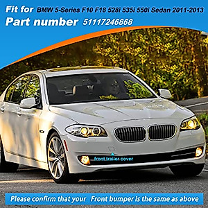 CZShiYue Front Bumper Tow Hook Cover Fit for BMW 5-Series F10 F18 528i 535i 550i Sedan 2011 2012 2013 Towing Eye Cap 51117246868 (Black, Right Passenger Side) Xinpinsai