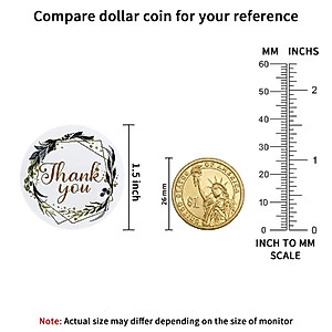 Louise Maelys 1.5 Inch Thank You Stickers for Wedding, Birthday, Bridal, Shower, Packaging, Small Business, Envelope, Gifts, 500pcs Per Roll Round Thank You Label Sealing Stickers with Plant Pattern