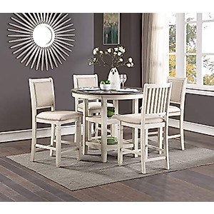 Lexicon Braun 5-Piece Counter Height Dining Set, Antique White