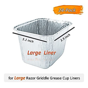 Qfire Grease Drip Cup Liner Compatible with Razor Griddle GGC1643M/GGC1643L 4 Burner Propane Gas Griddle,Also for Pit Boss 2B/3B/4B Ultimate Griddle Grease Pan Liners Accessories,24 Pack (Big Size)