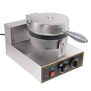 Dyna-Living Waffle Maker Commercial Waffle Maker Machine 110V 1200W Non-stick Waffle Iron Maker Stainless Steel Round Commercial Waffle Maker for Restaurant