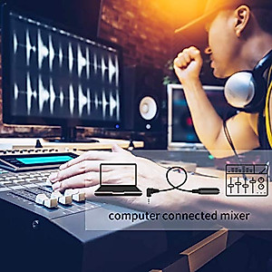 Onvian 3.5mm to 6.35mm Female 1/4" to 1/8" 90 Degree Right Angle Male Jack Stereo Cable Adapter Converter Cord 30cm