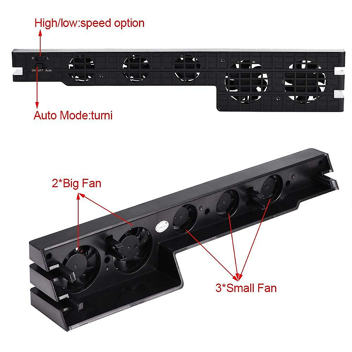 M ugast Cooling Fan for PS4 Pro, USB External Cooler 5 Fan Turbo Temperature Control Cooling Fans for Sony Gaming Console