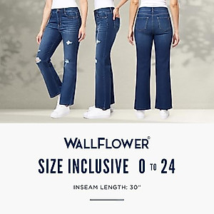 WallFlower Women's Fearless Curvy Flip Flop Flare Denim Super High-Rise Insta Vintage Juniors Jeans (Standard and Plus), Cosmic, 15