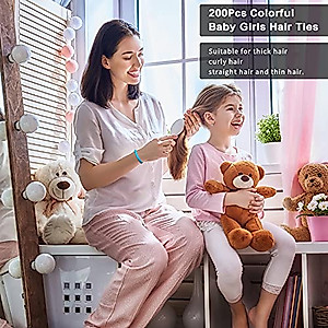 200Pcs Baby Hair Ties, Elastic Toddler Hair Ties, Multicolor Small Seamless Rubber Hair Bands Ponytail Holders for Infants Girls and Kids