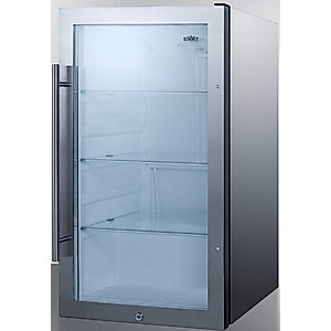 Summit Appliance SPR489OSCSS Commercially Approved Shallow Depth Indoor/Outdoor Beverage Cooler for Built-in or Freestanding Use with Stainless Steel Cabinet, Glass Door, Auto Defrost