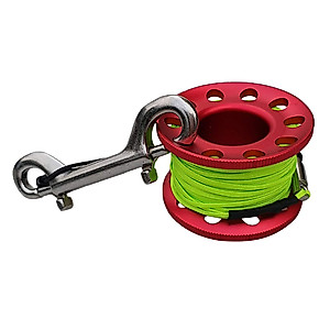Tongina Underwater Scuba Diving Finger Spool Dive Reel & 15m Line, Compact & Durable, red