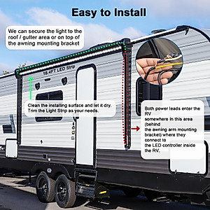 LPHUMEX RV Awning Lights, 16.4FT White Camper Awning Lights for Outside Awning, Waterproof RV Led Light Strip for Motorhome Travel Trailer Canopy with Extension Cable