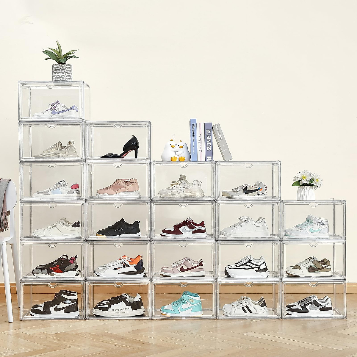 Shoe Boxes Clear Plastic Stackable Acrylic Sneaker Shoe Display Case Transparent Display Case Clear Storage Bins With Lids Acrylic Boxes for Display Shoe Organizer Containers